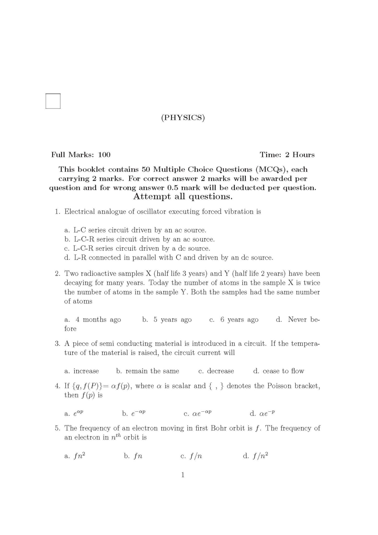 Download MSc Previous Year Question Papers PDF | Free Study Resource