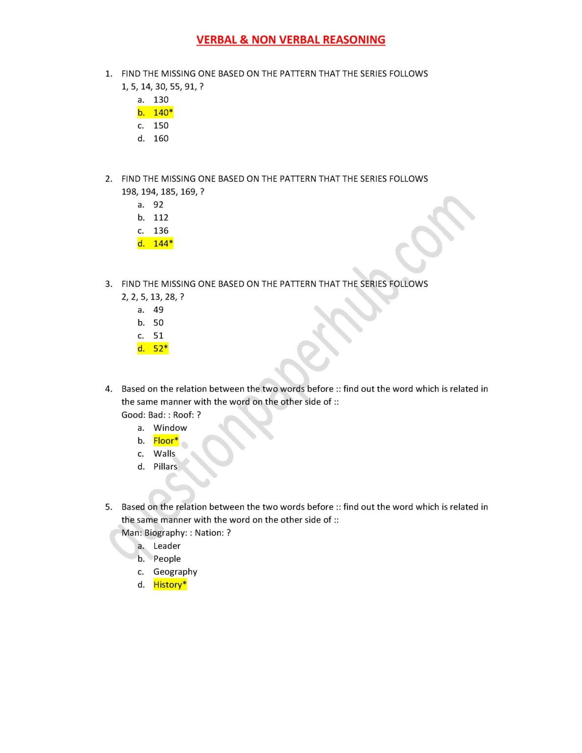 📘150+Reasoning Questions With Answers PDF Free Download | Question Paper Hub