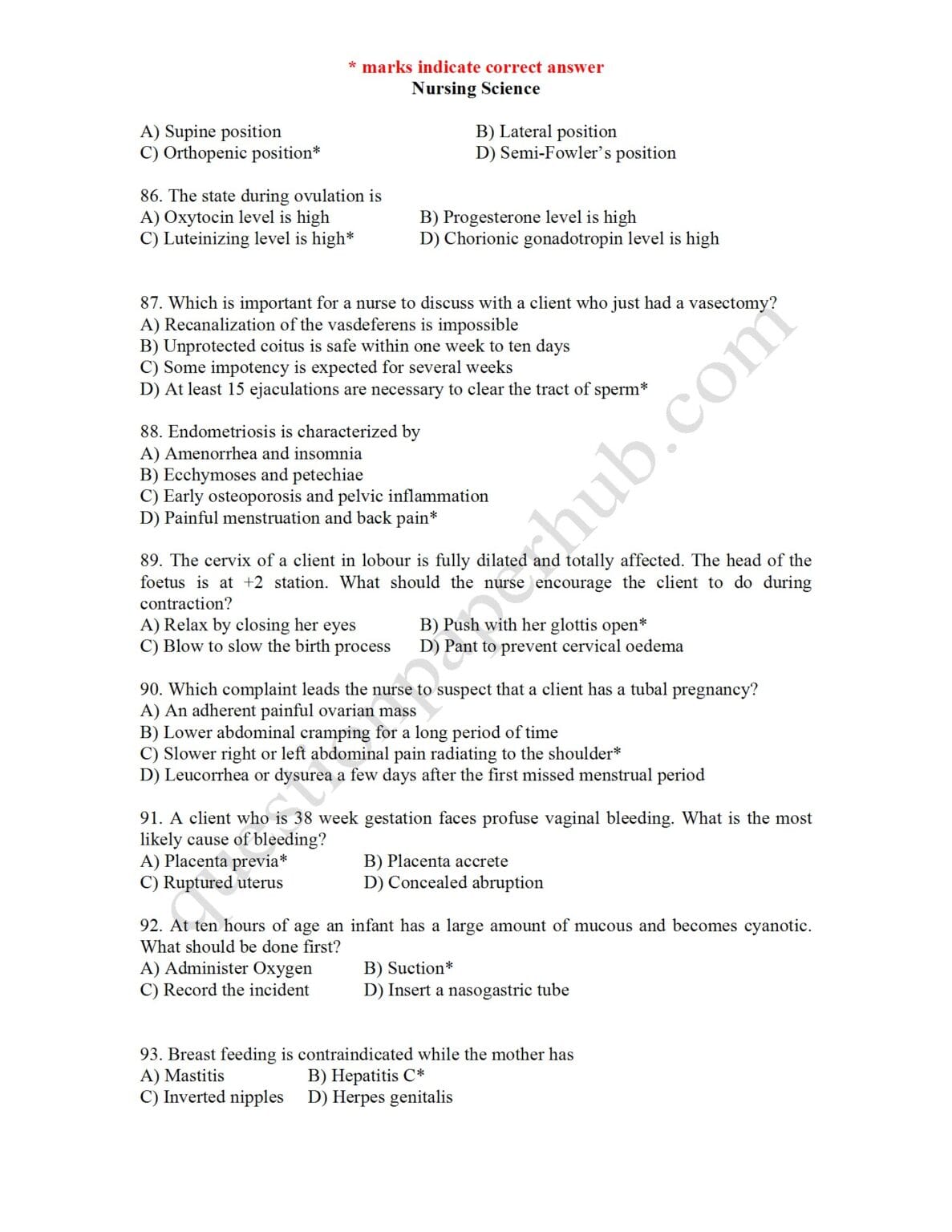 BSc Nursing Question Paper: Free Download Of 100 MCQs With Answers ...