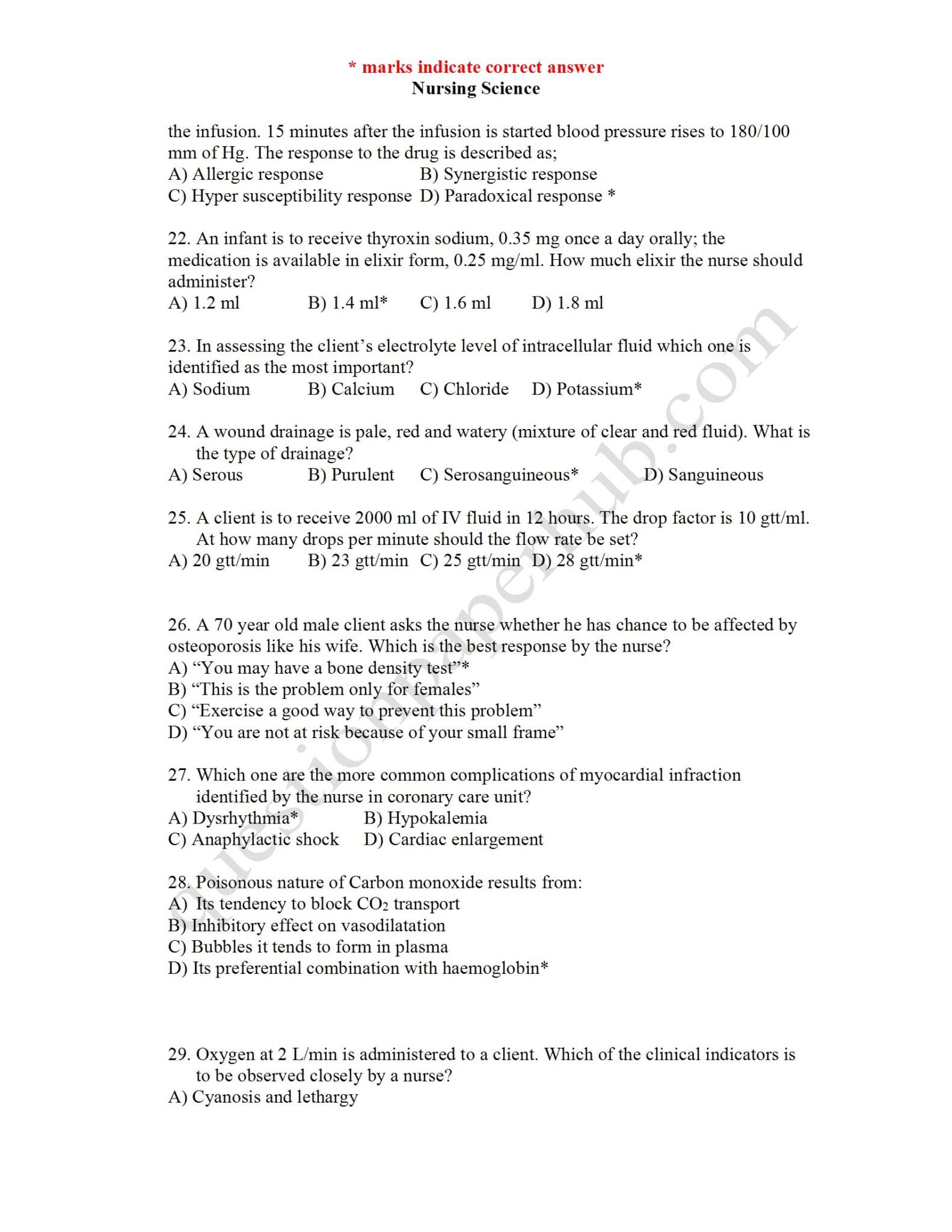 BSc Nursing Question Paper: Free Download Of 100 MCQs With Answers ...
