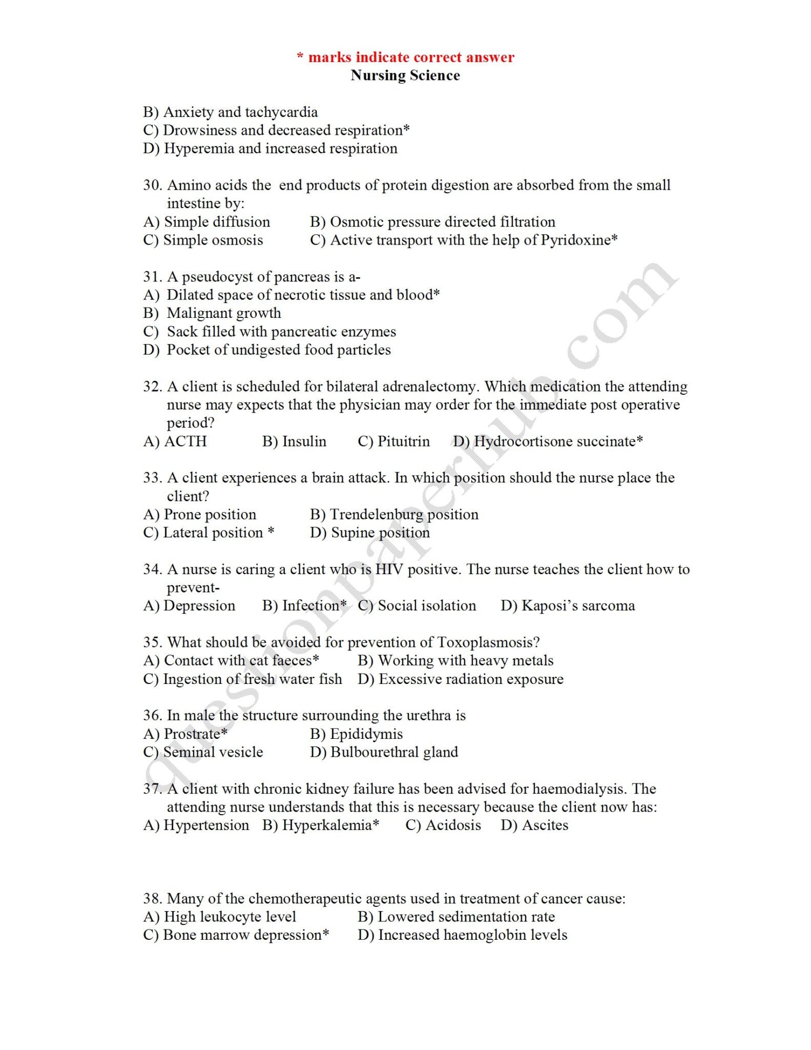 BSc Nursing Question Paper: Free Download Of 100 MCQs With Answers ...