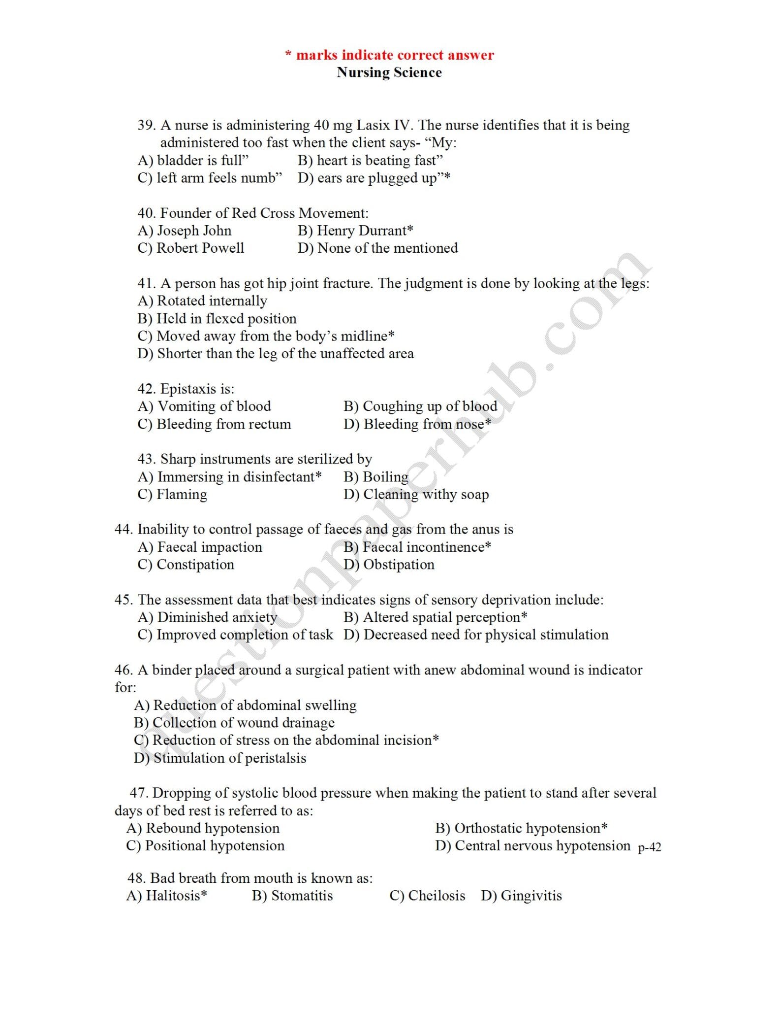 BSc Nursing Question Paper: Free Download Of 100 MCQs With Answers ...