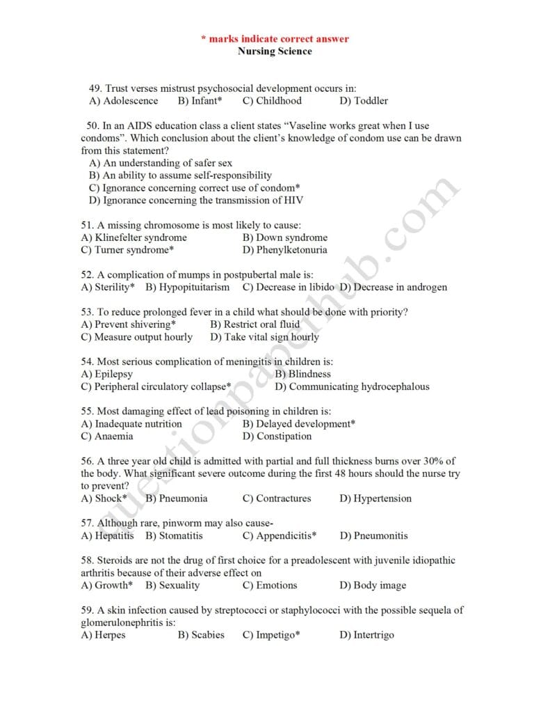 BSc Nursing Question Paper: Free Download Of 100 MCQs With Answers ...