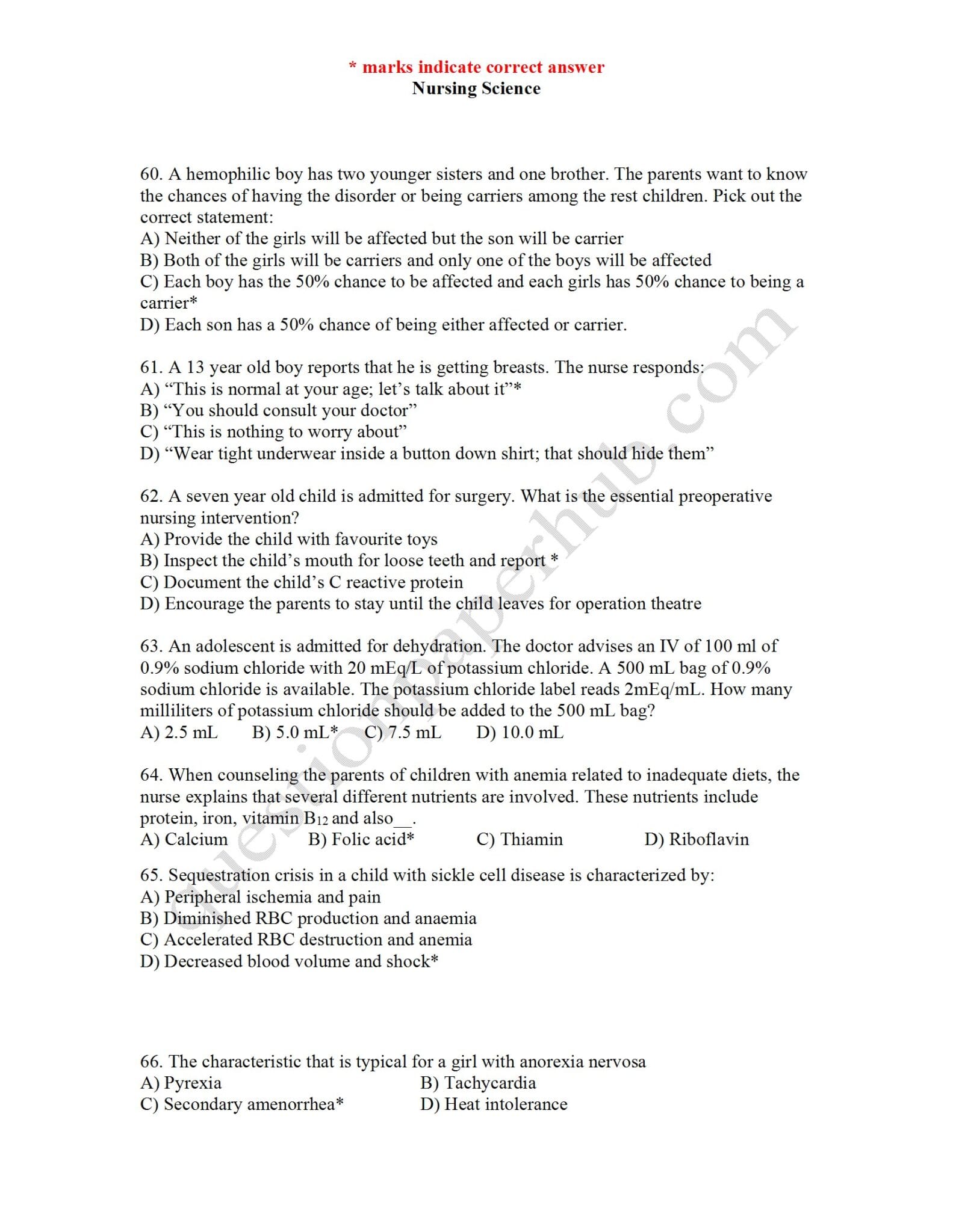BSc Nursing Question Paper: Free Download Of 100 MCQs With Answers ...