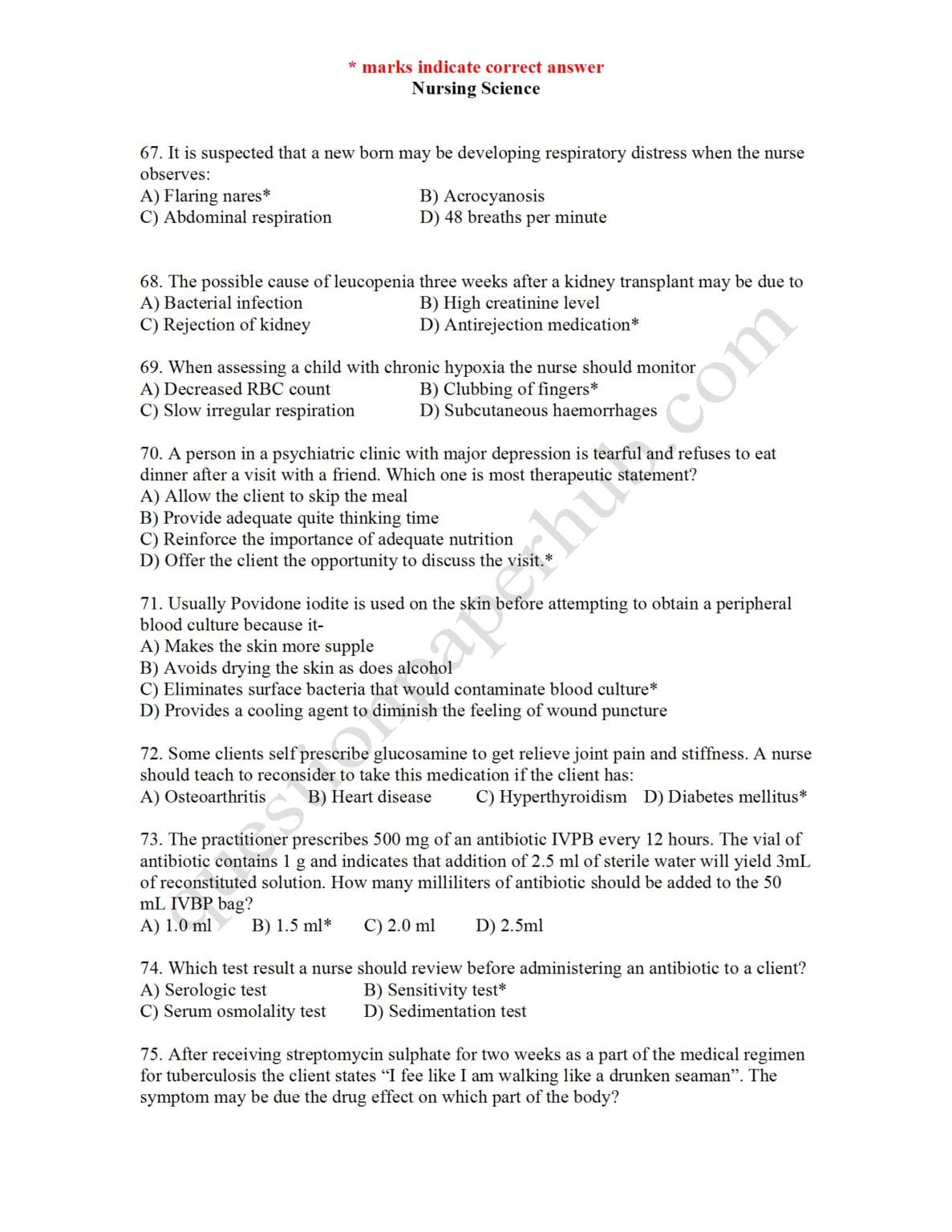 BSc Nursing Question Paper: Free Download Of 100 MCQs With Answers ...
