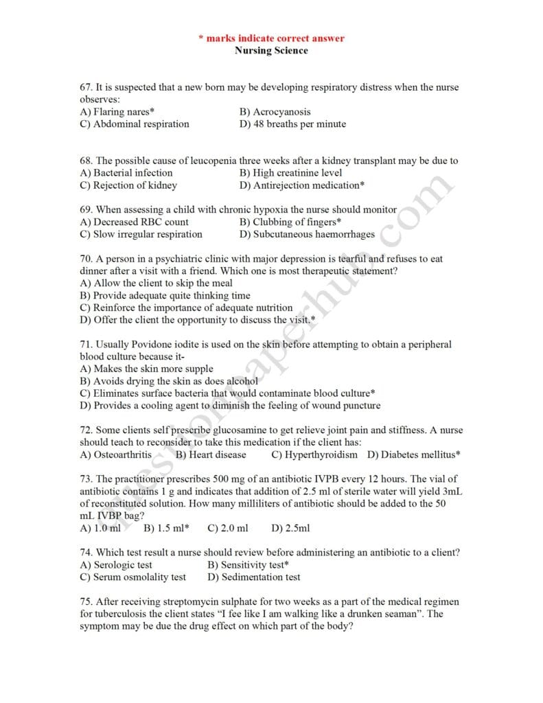 BSc Nursing Question Paper: Free Download Of 100 MCQs With Answers ...