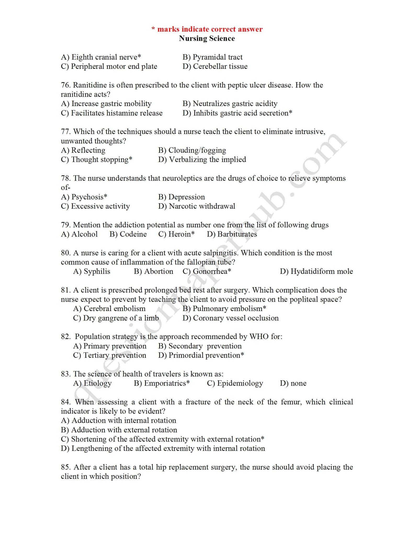 BSc Nursing Question Paper: Free Download Of 100 MCQs With Answers ...